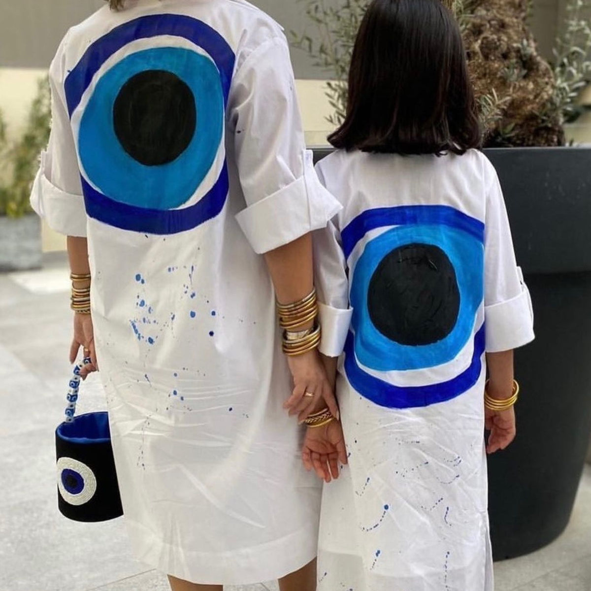 EVIL EYE HAND PAINTED SHIRT DRESS – Babe Couture